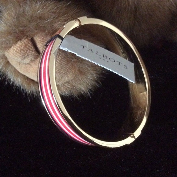 Talbots | Jewelry | Nwt Talbots Womens Gold Tone Patriotic Stripe Enamel Hinged Bangle Bracelet ...